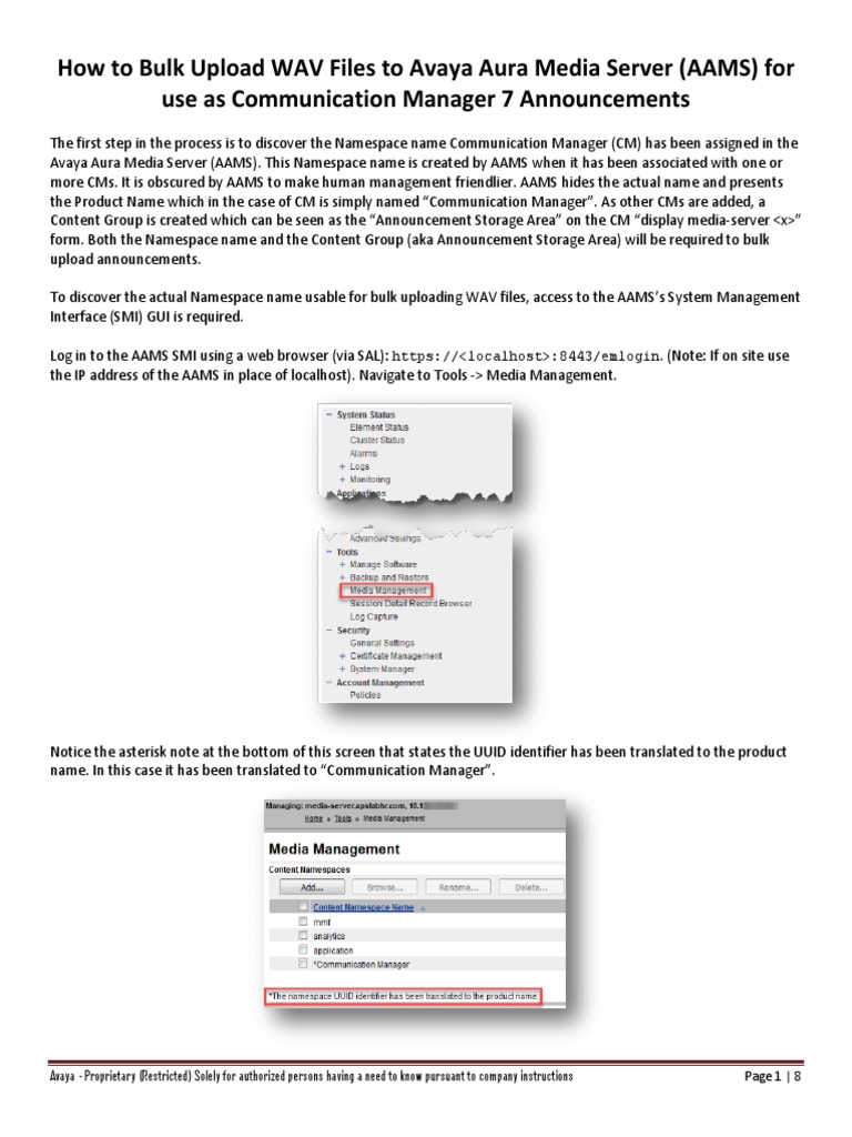 How To Bulk Upload WAV Files To Avaya Aura Media Server (AAMS) For Use ...