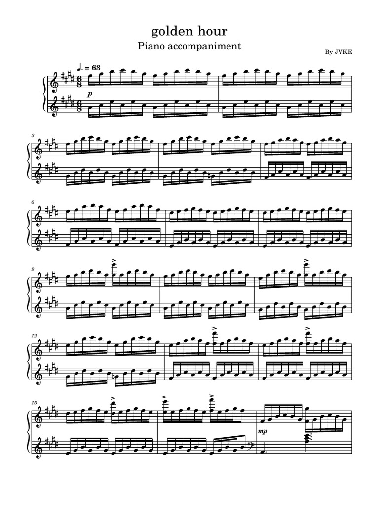 Golden Hour Piano Sheet Music | PDF