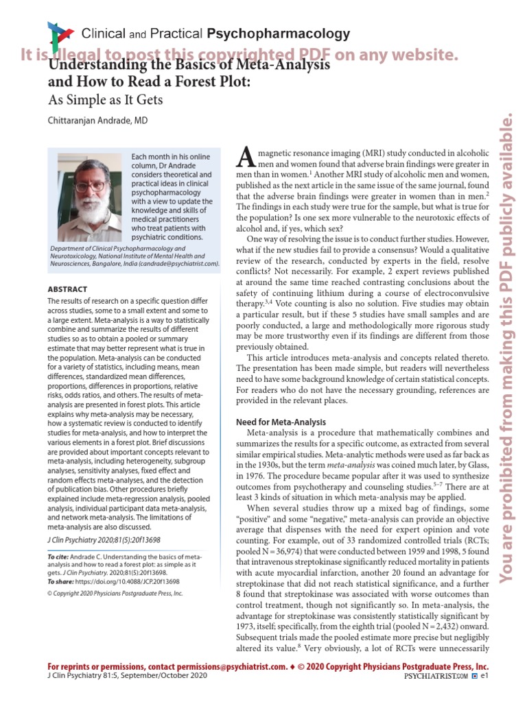 Understanding the basics of meta-analysis and how to read a forest plot. As simple as it gets | PDF