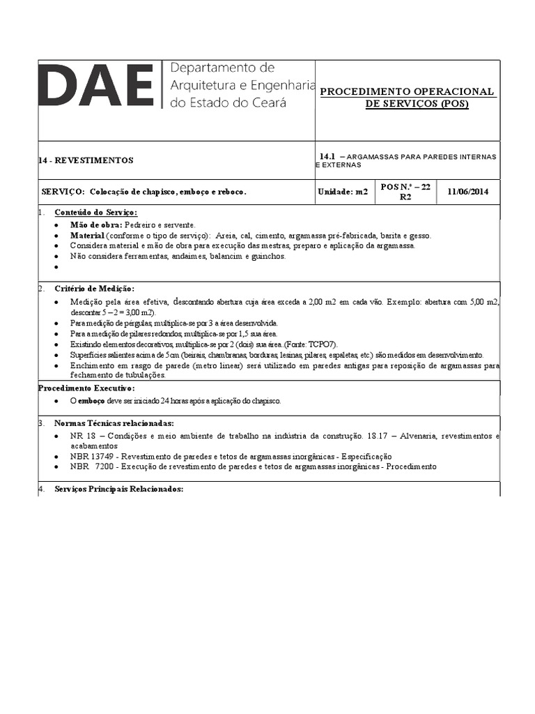 Colocação de chapisco, emboço e reboco | PDF | Argamassa (alvenaria ...