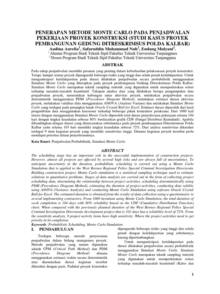 Penerapan Metode Monte Carlo Pada Penjadwalan | PDF