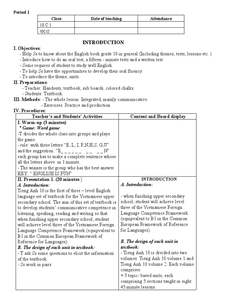 Unit 1 - k10 TD | PDF | Teachers | Reading Comprehension