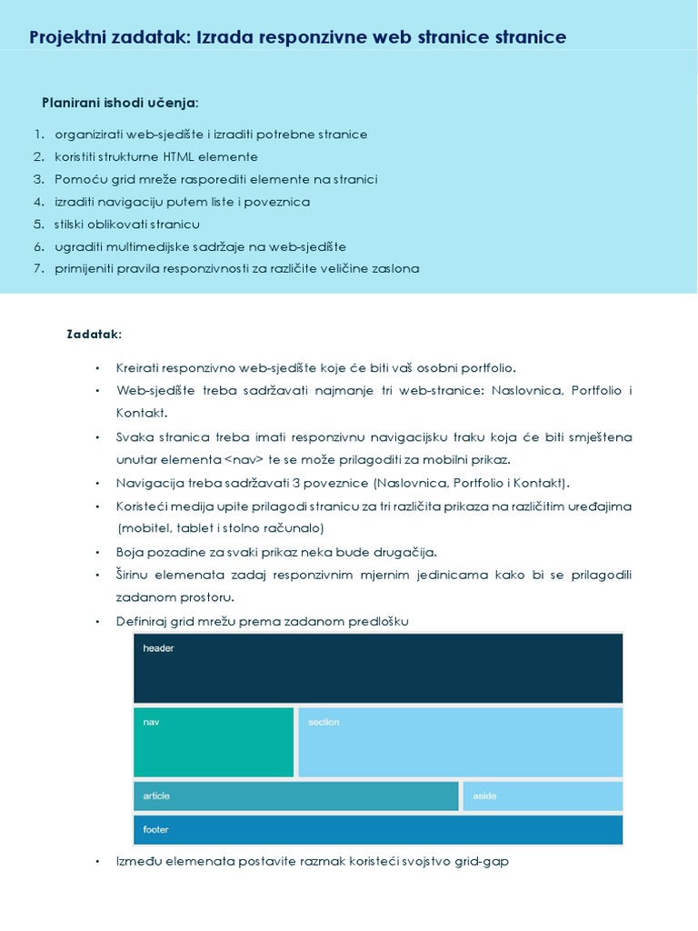 Projektni Zadatak - Izrada - Responzivne - Web-Stranice | PDF