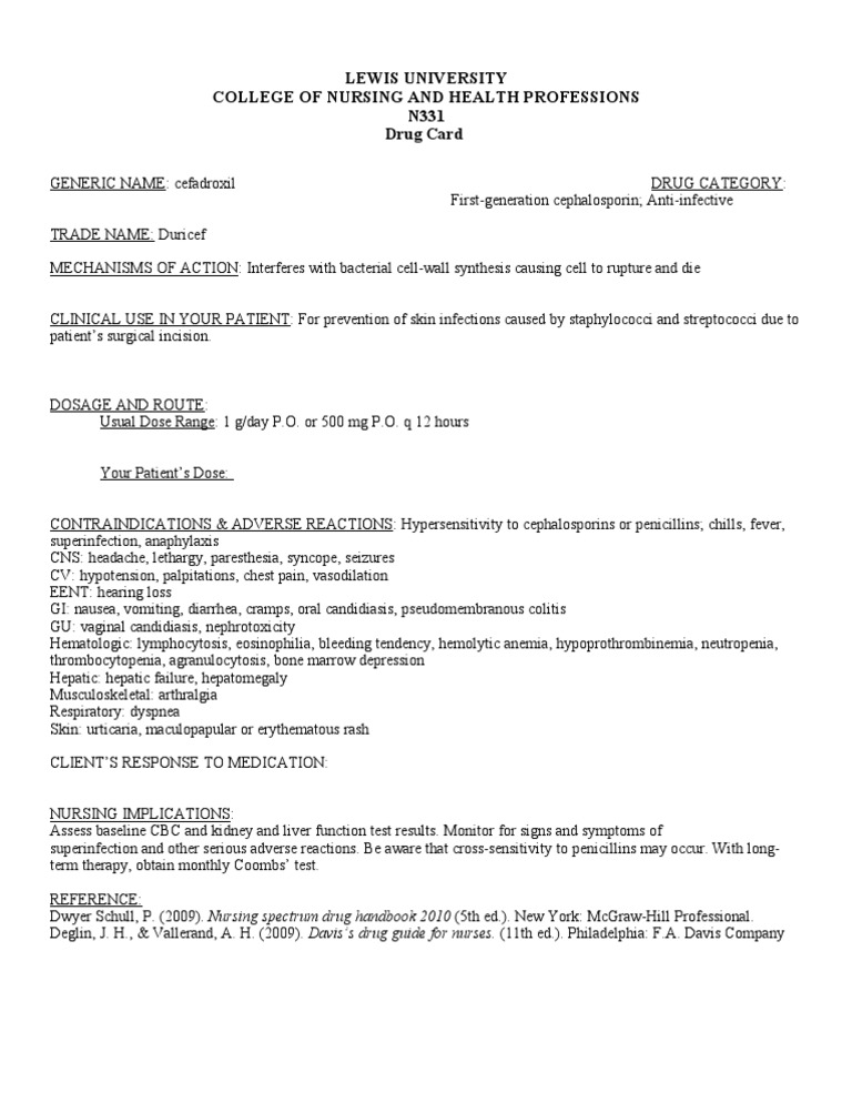 cefadroxil Duricef | Rtt | Medical Specialties