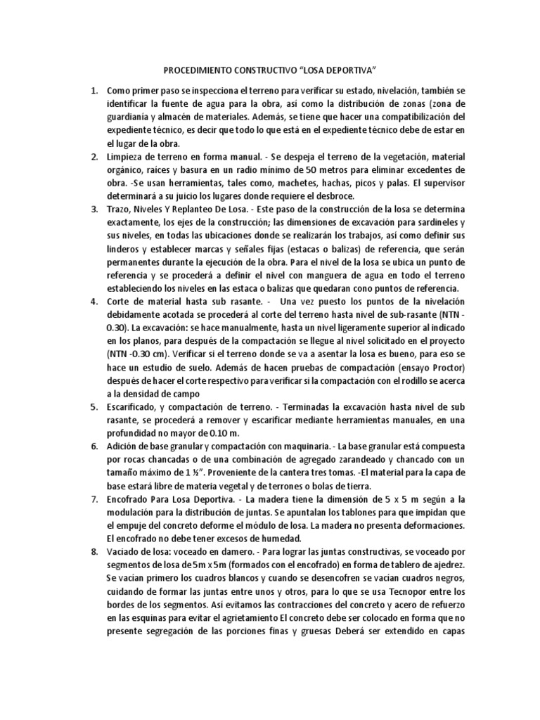 Procedimiento Constructivo y Planilla de Metrados Grupo 10 - Construcciones Ii | PDF | Hormigón ...