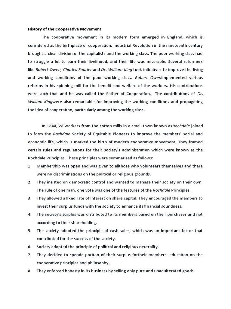 History of the Cooperative Movement | PDF | Cooperative | Ideologies