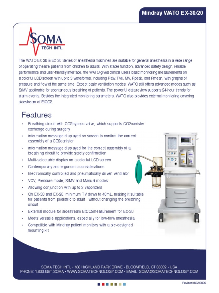 Mindray WATO EX 30 20 Anesthesia Machine | PDF