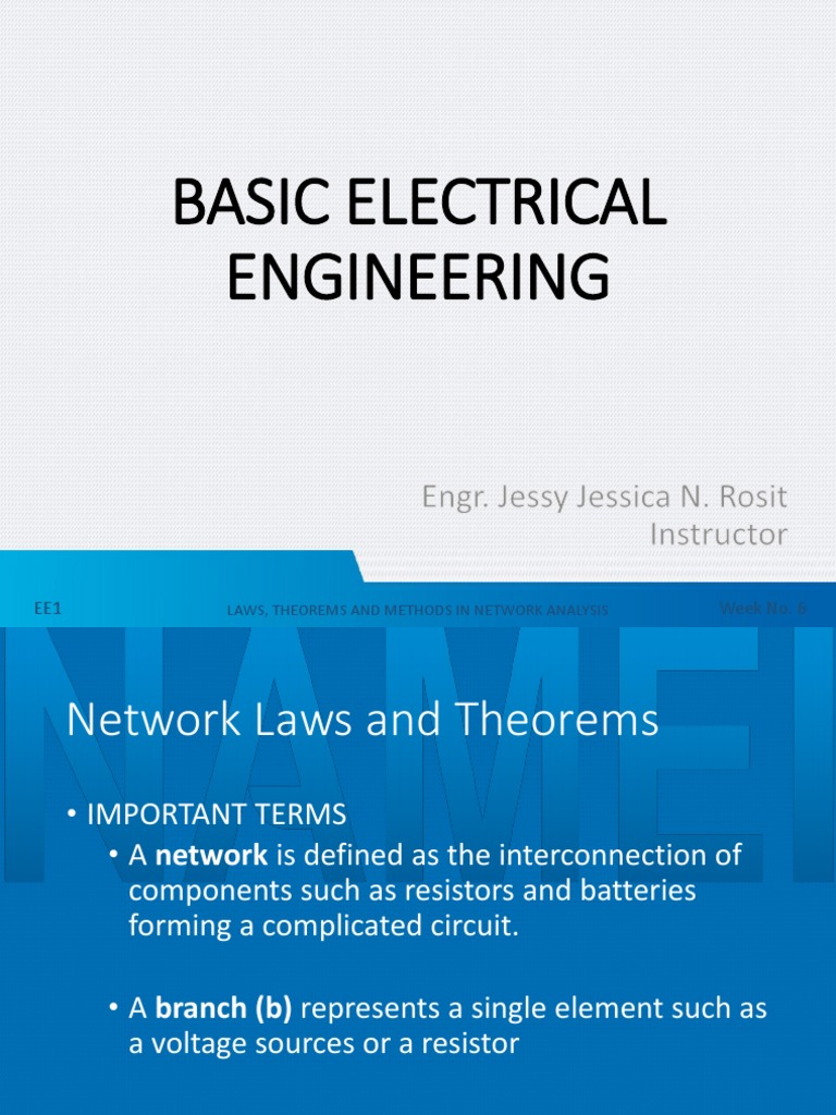 Basic Electrical Engineering - Week 6 | PDF | Network Analysis (Electrical Circuits ...