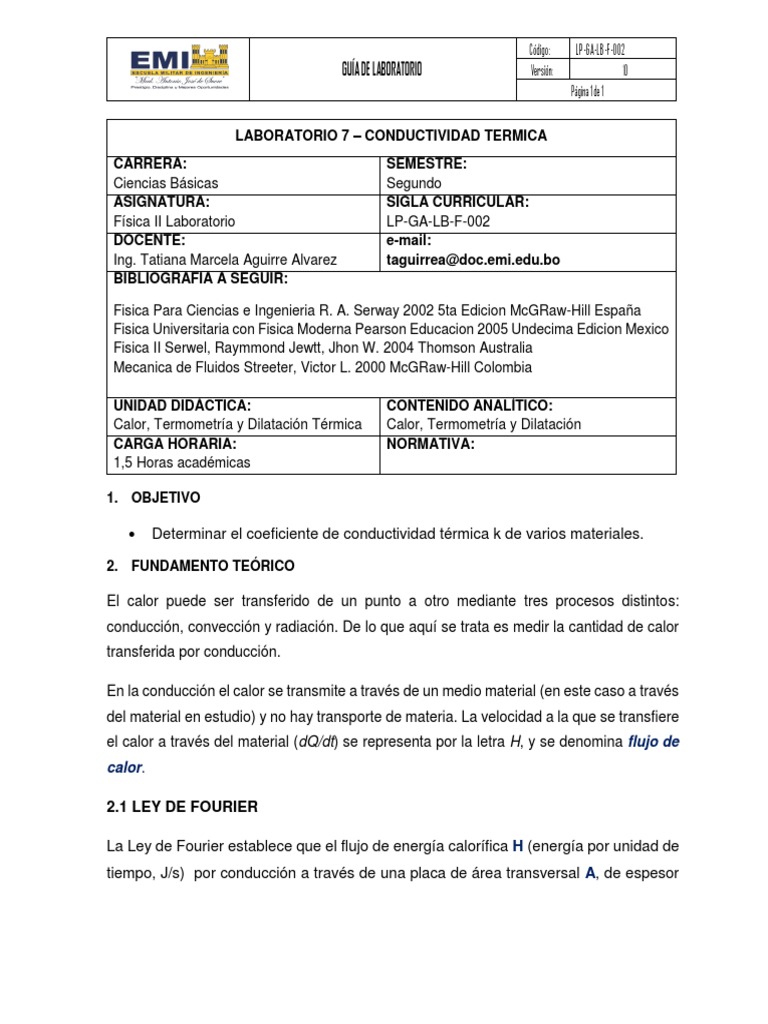 Fisica II Conductividad Termica | PDF | Conduccion termica | Calor