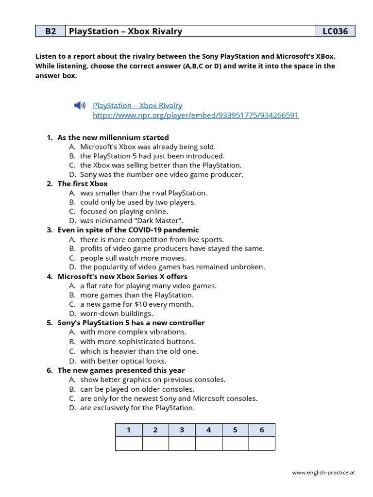 lc036 Playstation Xbox Rivalry | PDF