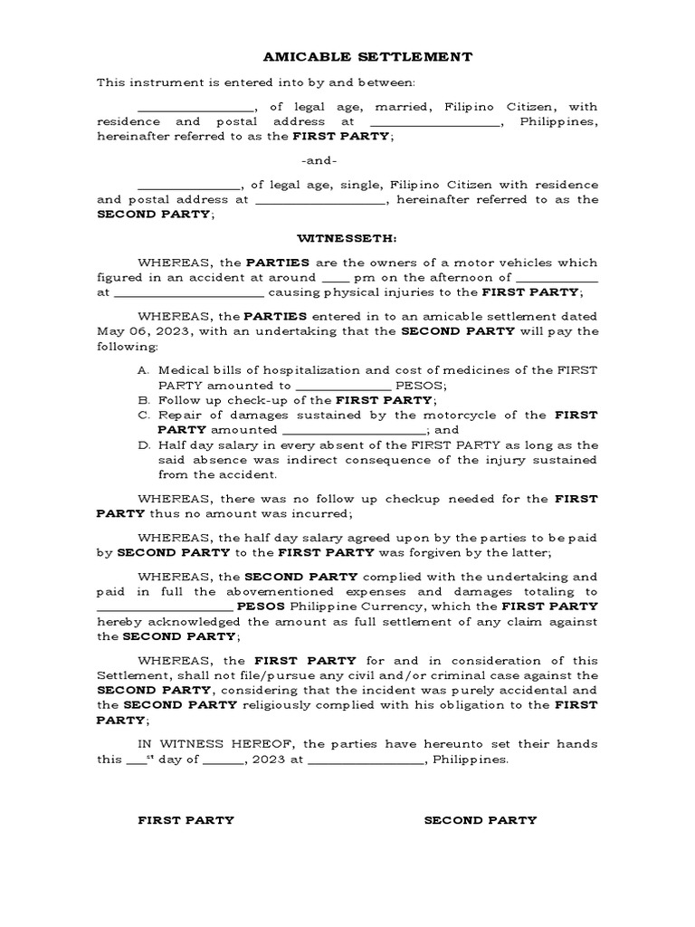 Amicable Settlement | PDF