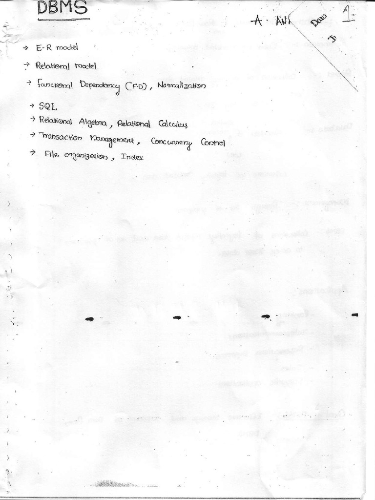 DBMS Handwritten Notes-1 | PDF