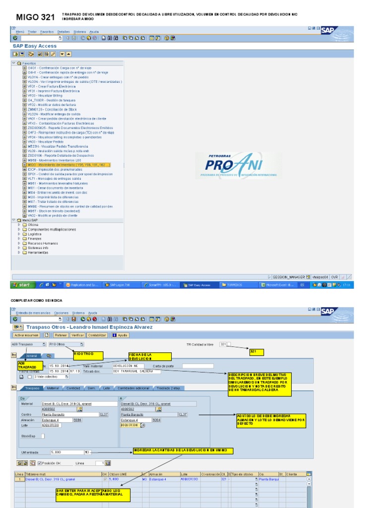 Traspaso de CTRL de Calidad A Libre Utilizacion Con MIGO Por Dev Nota de Credito | PDF | Informática