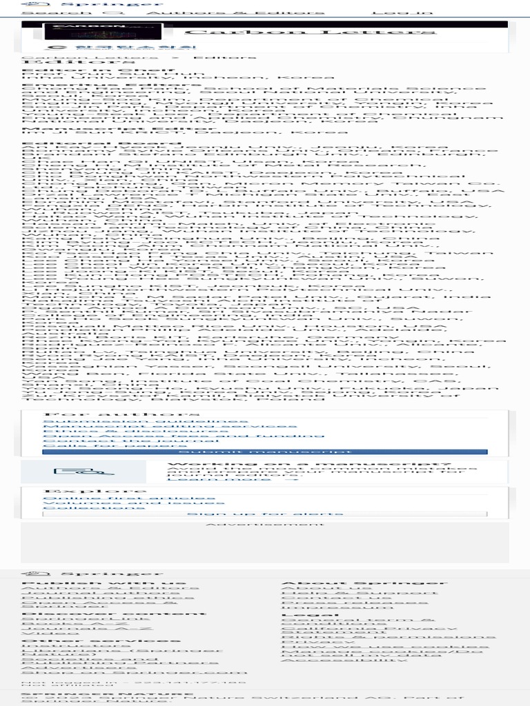 Carbon Letters Editors | PDF | Springer Science+Business Media | Publishing