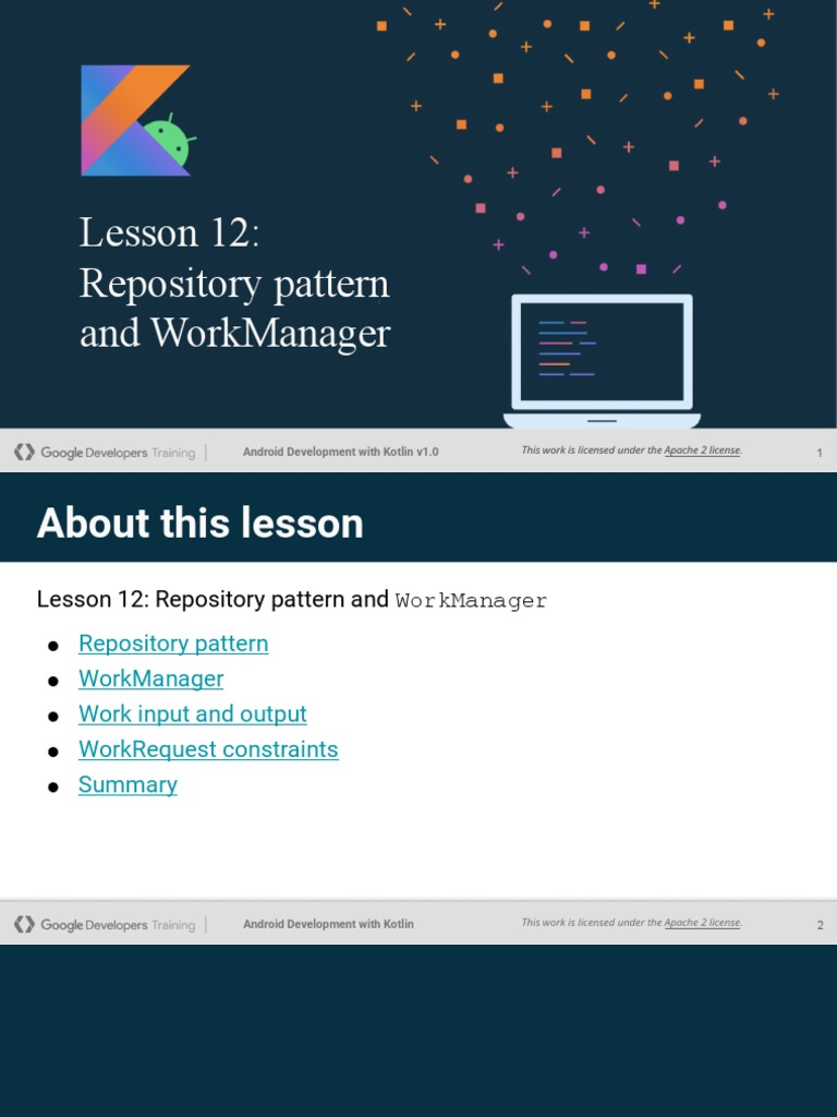 Lesson 12 Repository Pattern and WorkManager | PDF | Android (Operating System) | Computer ...