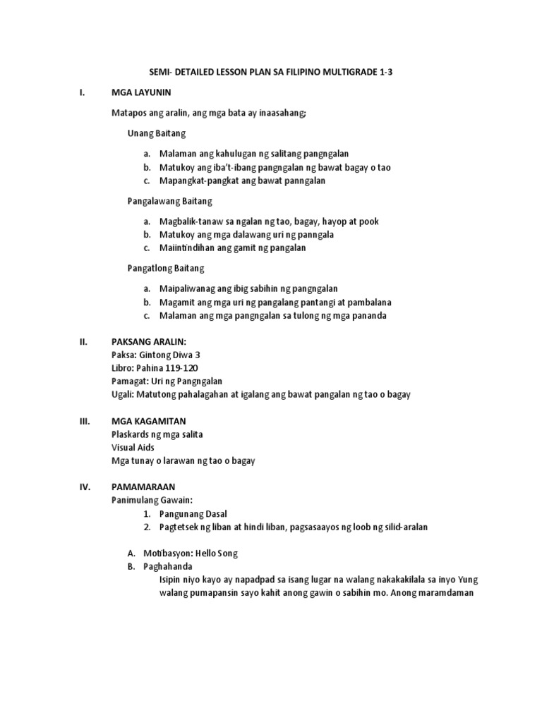 Multigrade Lesson Plan | PDF
