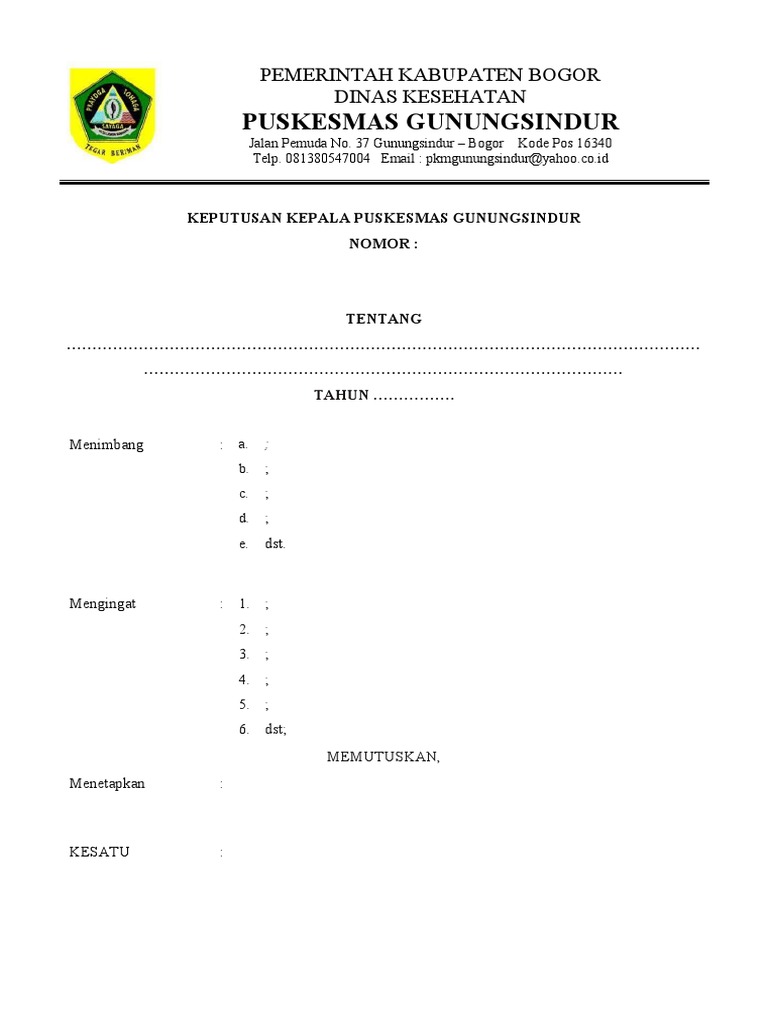 (Template) SK Puskesmas Gunungsindur | PDF