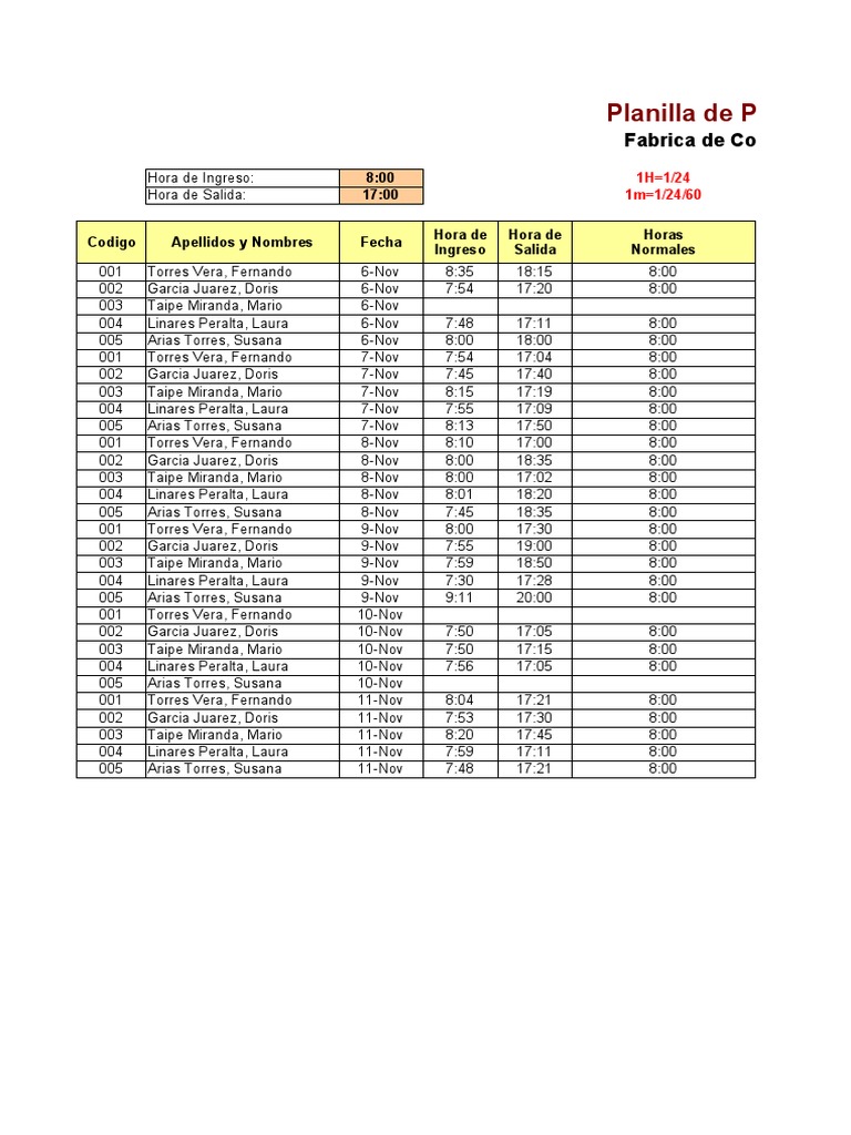 Planilla de Pagos Con Horas Extras | PDF