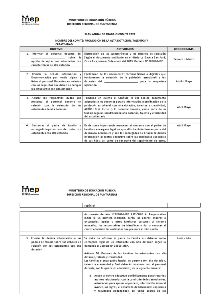 Plan Anual Alta Dotacion 3 | PDF