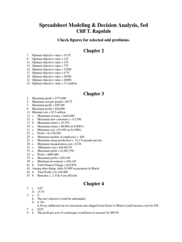 Spreadsheet Modeling and Decision Analys | PDF | Maxima And Minima ... Spreadsheet Modeling and Decision Analys | PDF | Maxima And Minima ...