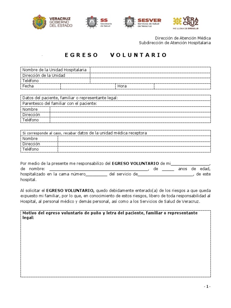 (02.02.2023) - Formato de Egreso Voluntario 2023 | PDF | Hospital ...