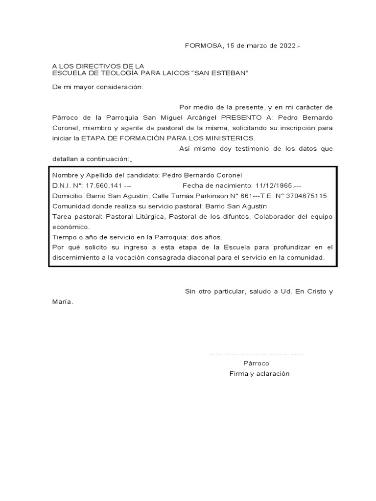 Solicitud A Los Ministerios | PDF Solicitud A Los Ministerios | PDF
