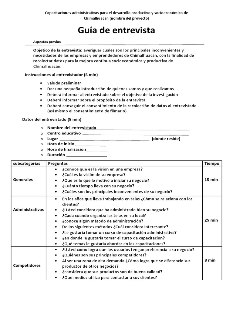 Guía de Entrevista | PDF