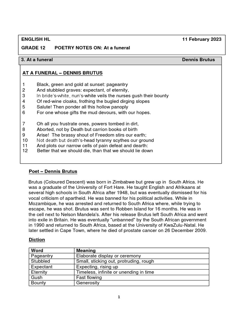 At A Funeral | PDF | Poetry