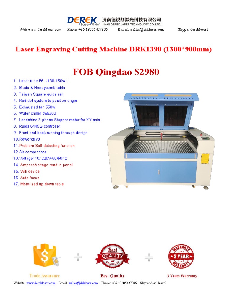 Laser Machine 1390 - 150w | PDF | Manufactured Goods | Equipment