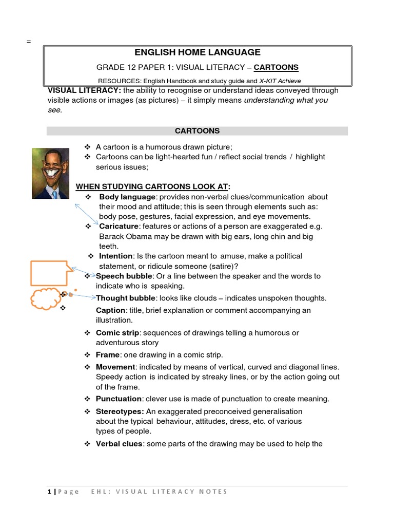 Paper 1 - Visual Literacy - Cartoons - Notes | PDF | Language Arts ...