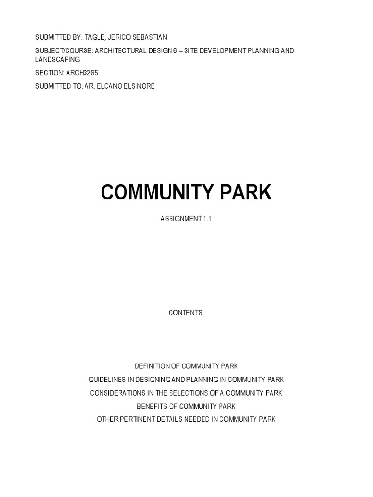 Community Park Design Guidelines | PDF