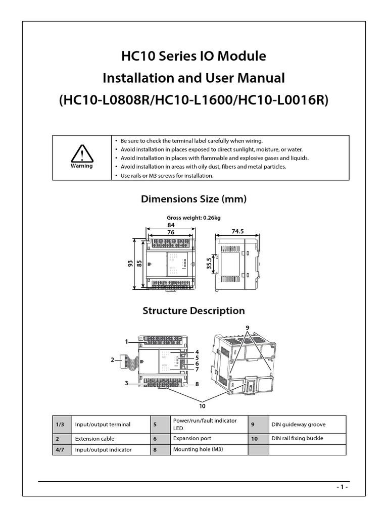 2-HC10 Series-IO Module-Installation and User Manual-English-A4-V1.1-20200713 | PDF