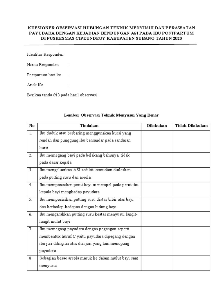 Lembar Observasi Kuosioner | PDF