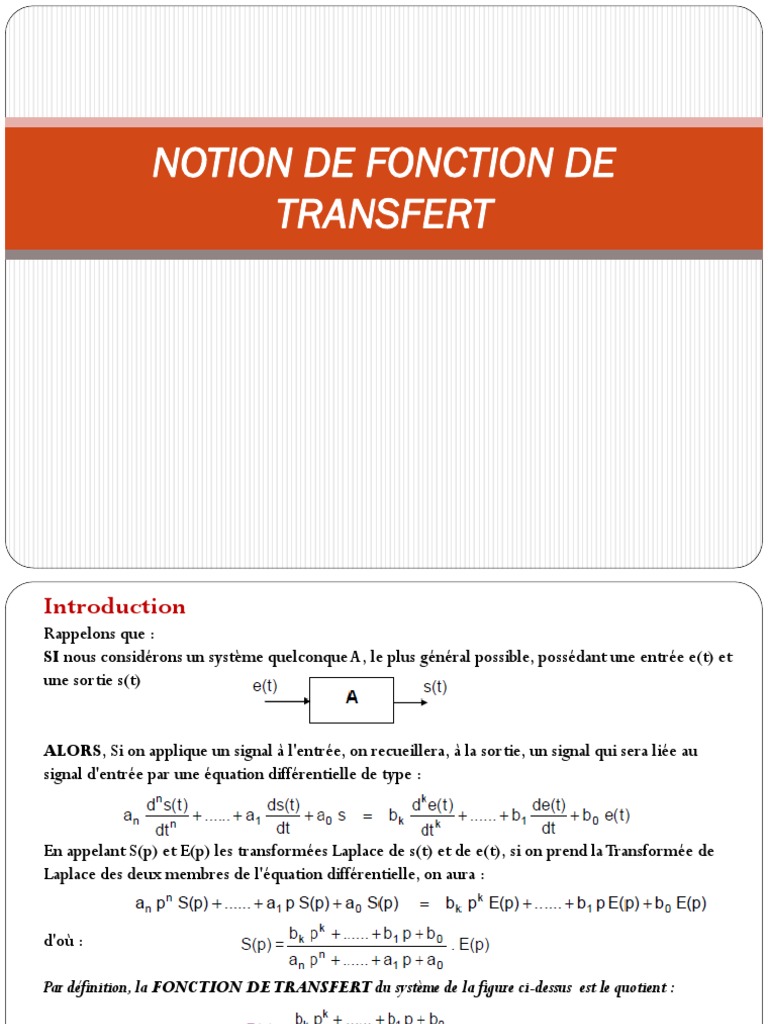 Fonction de Transfert : Concepts Clés | PDF | Fonction (Mathématiques ...