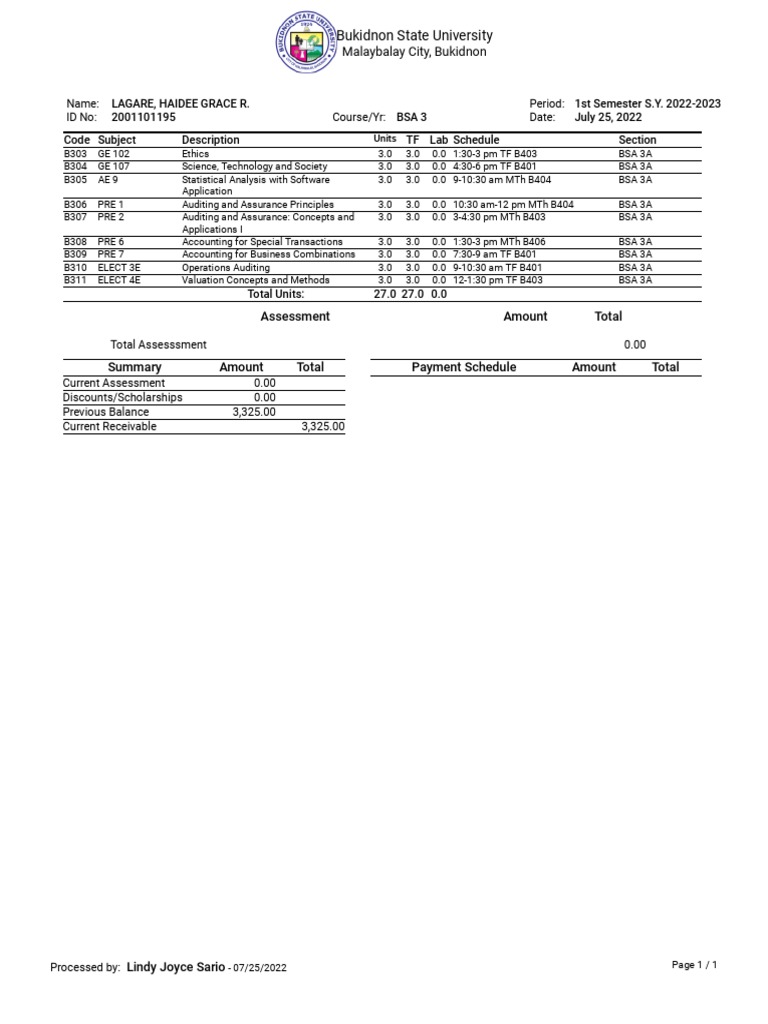 Cor 3rd Year (1st Sem) | PDF
