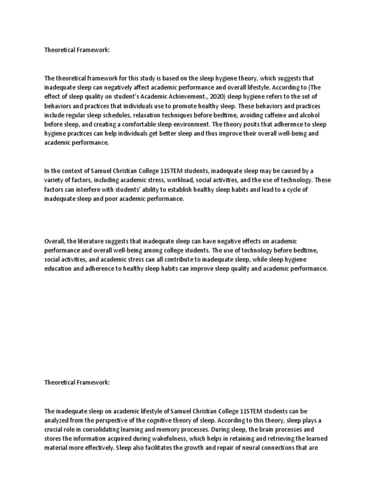 Theoretical Framework Research | PDF | Sleep | Sleep Deprivation