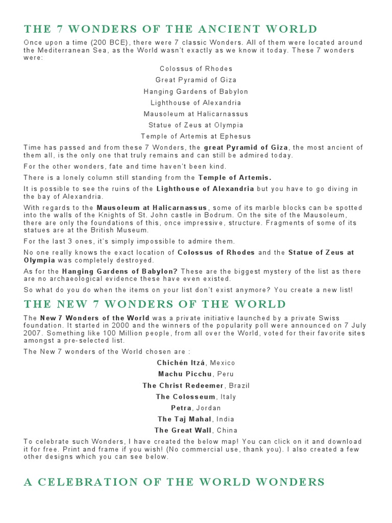 7 Wonders of The World | PDF | Archaeology | Cultural Heritage