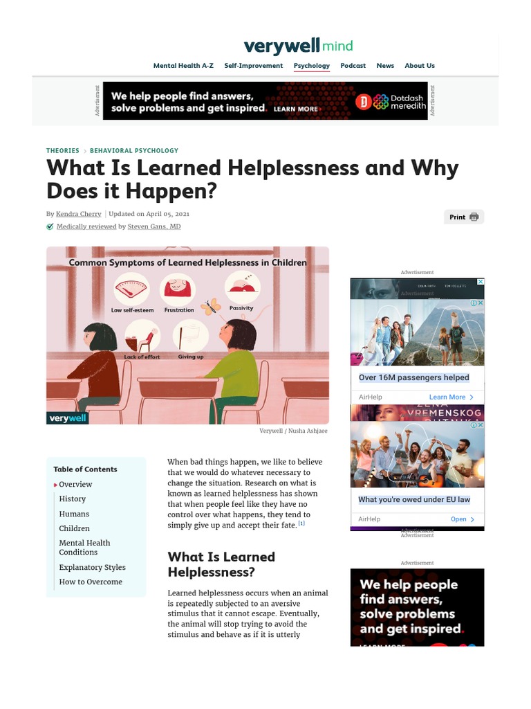 Learned Helplessness - What It Is and Why It Happens | Download Free ...