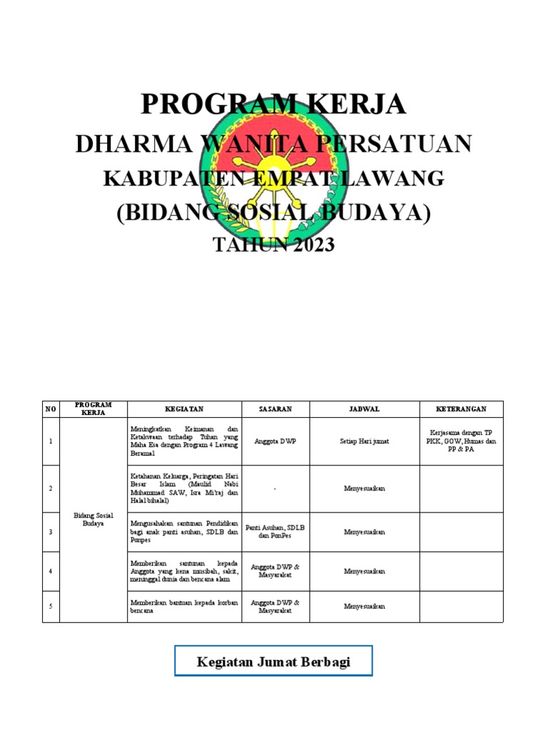 Program Kerja DWP 2023 | PDF Program Kerja DWP 2023 | PDF