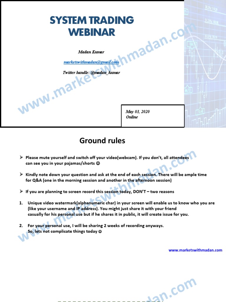 System Trading Webinar: Madan Kumar | PDF