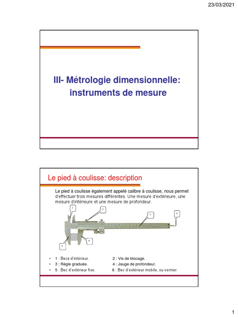 Instruments de mesure en métrologie | PDF | Outils | Équipement