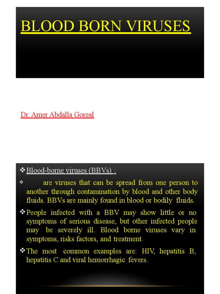 Session 6 L Blood Borne Viruses HIV HV | PDF | Hepatitis C | Hepatitis B