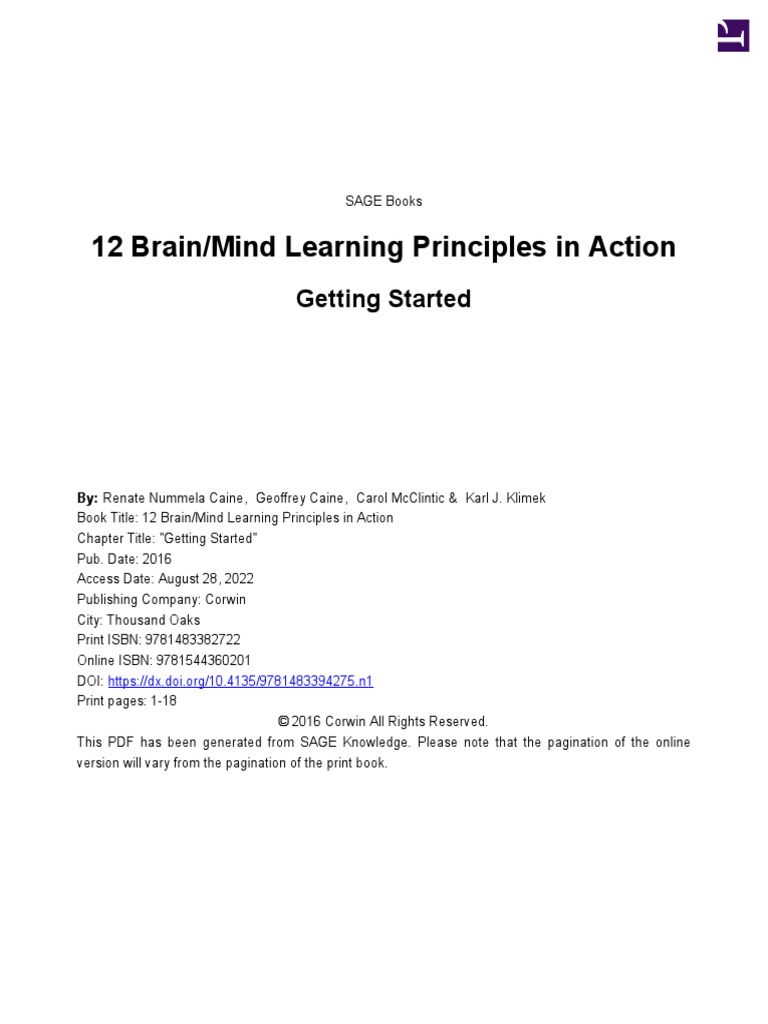 12 Brain Mind Learning Principles in Action - Chapter 1 | PDF