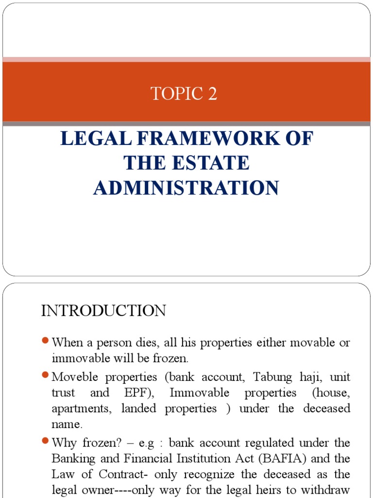 The Legal Framework Of The Estate Administration Pdf Will And