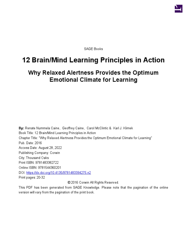 Chapter 2-12 Brain Mind Learning Principles in Action | PDF