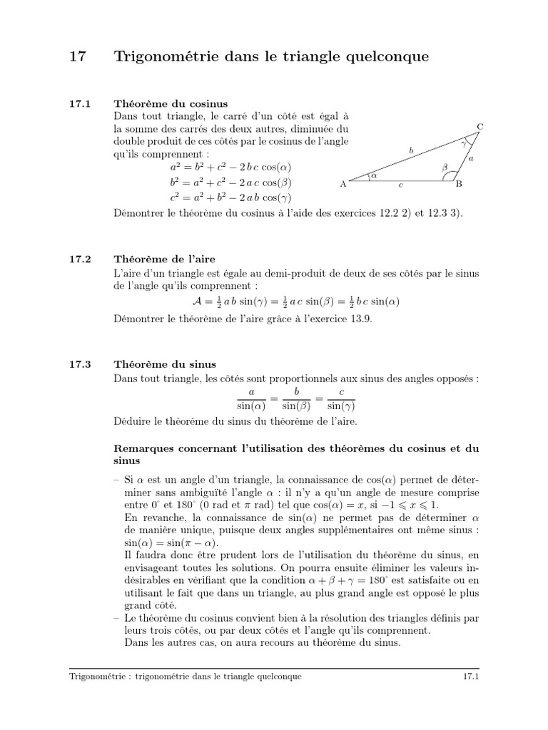 Trigonometrie Triangle Quelconque | PDF