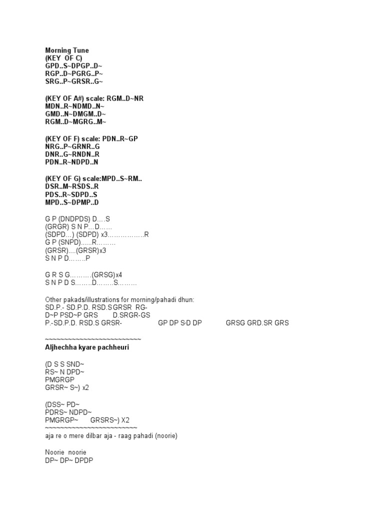 Song Notes Sargam Hindi Nepali | PDF