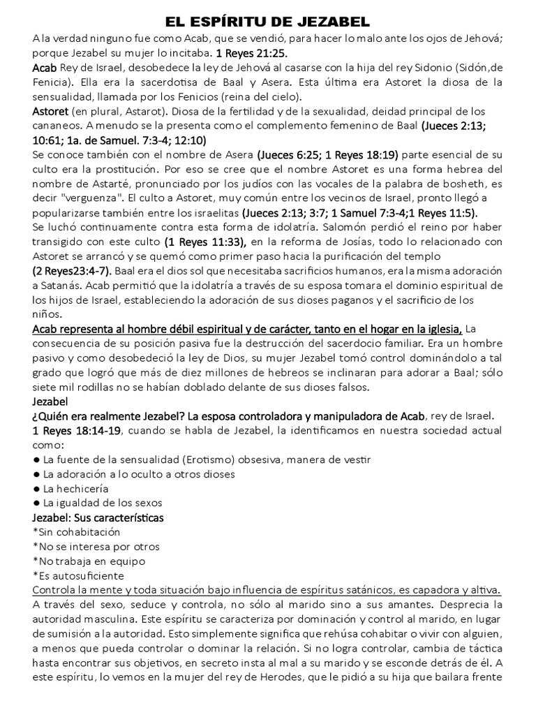 EL ESPÍRITU DE JEZABEL | PDF | Creencia religiosa y doctrina