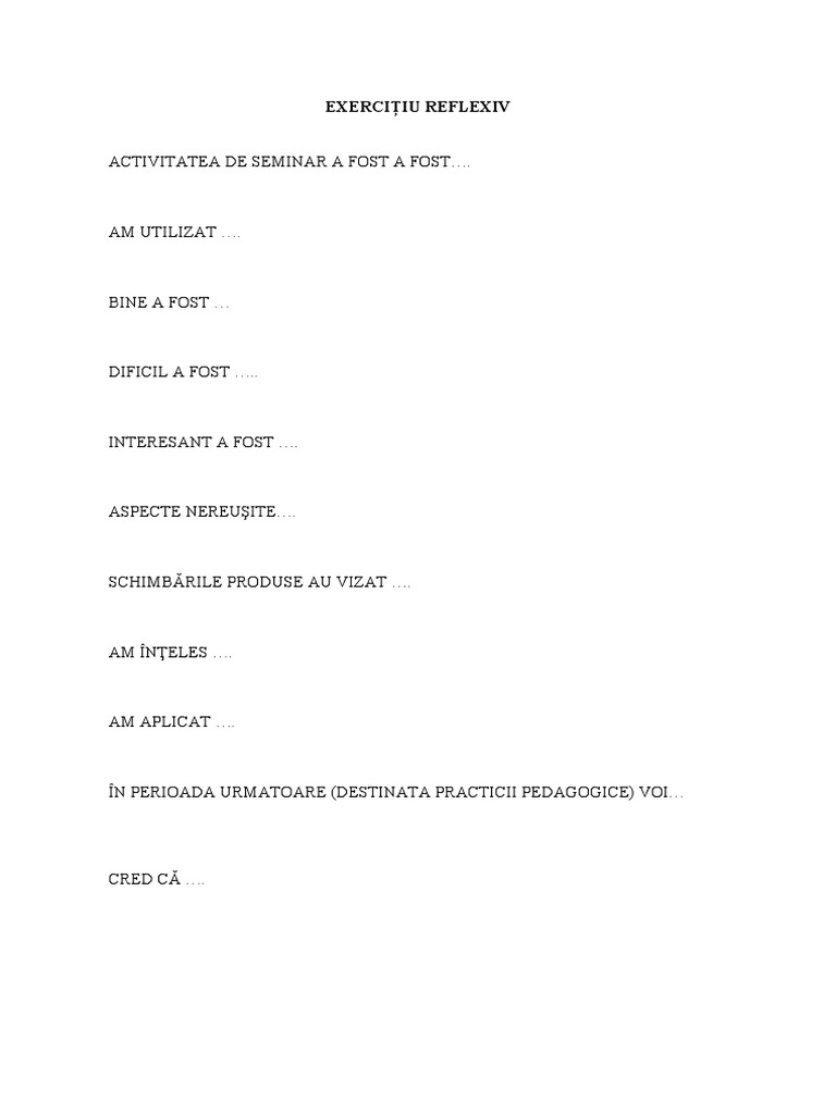 Exercitiu Reflexiv | PDF