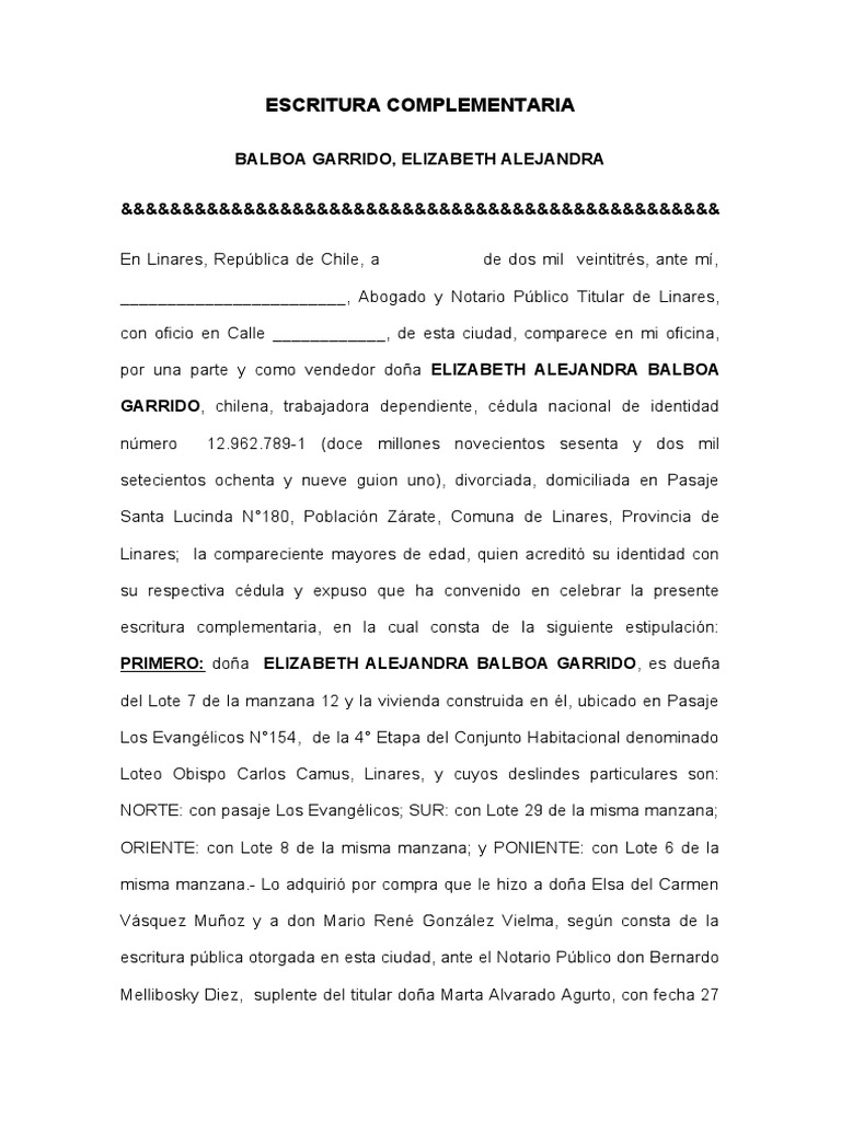 ESCRITURA COMPLEMENTARIA | PDF